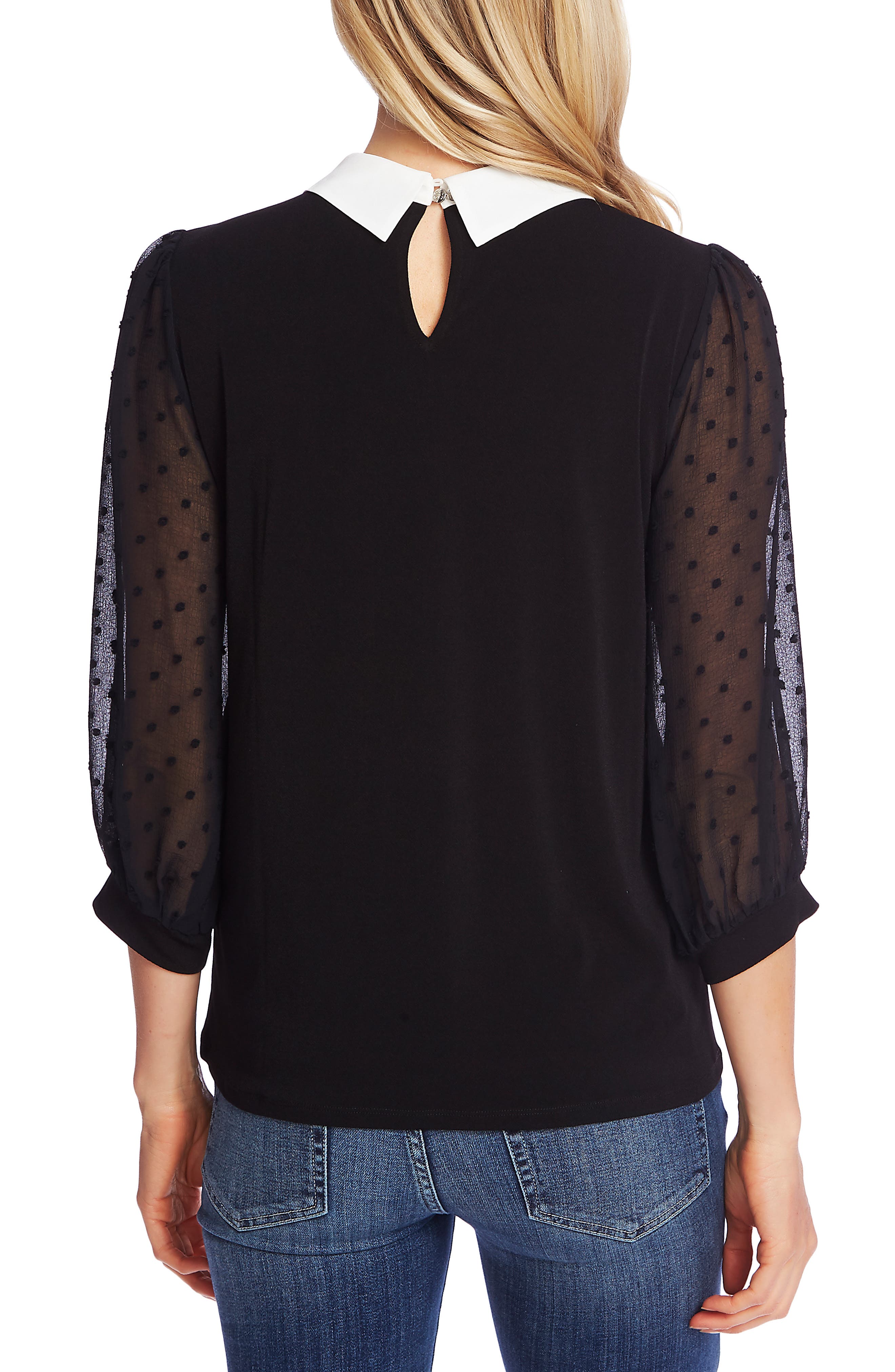 CeCe Collared Clip Dot Sleeve Top | Nordstromrack