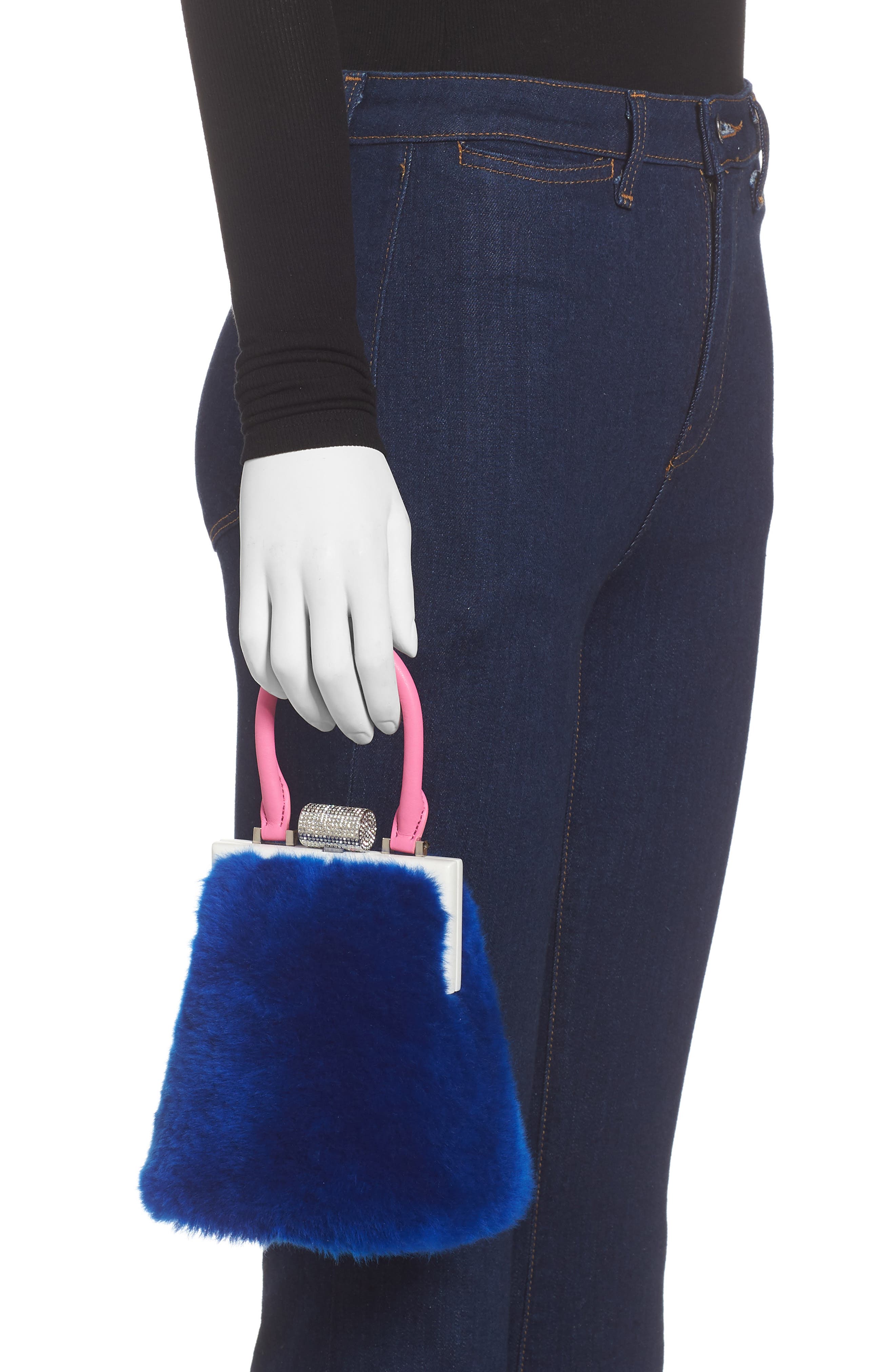 PERRIN Le Mini Genuine Shearling & Leather Top Handle Bag | Nordstrom