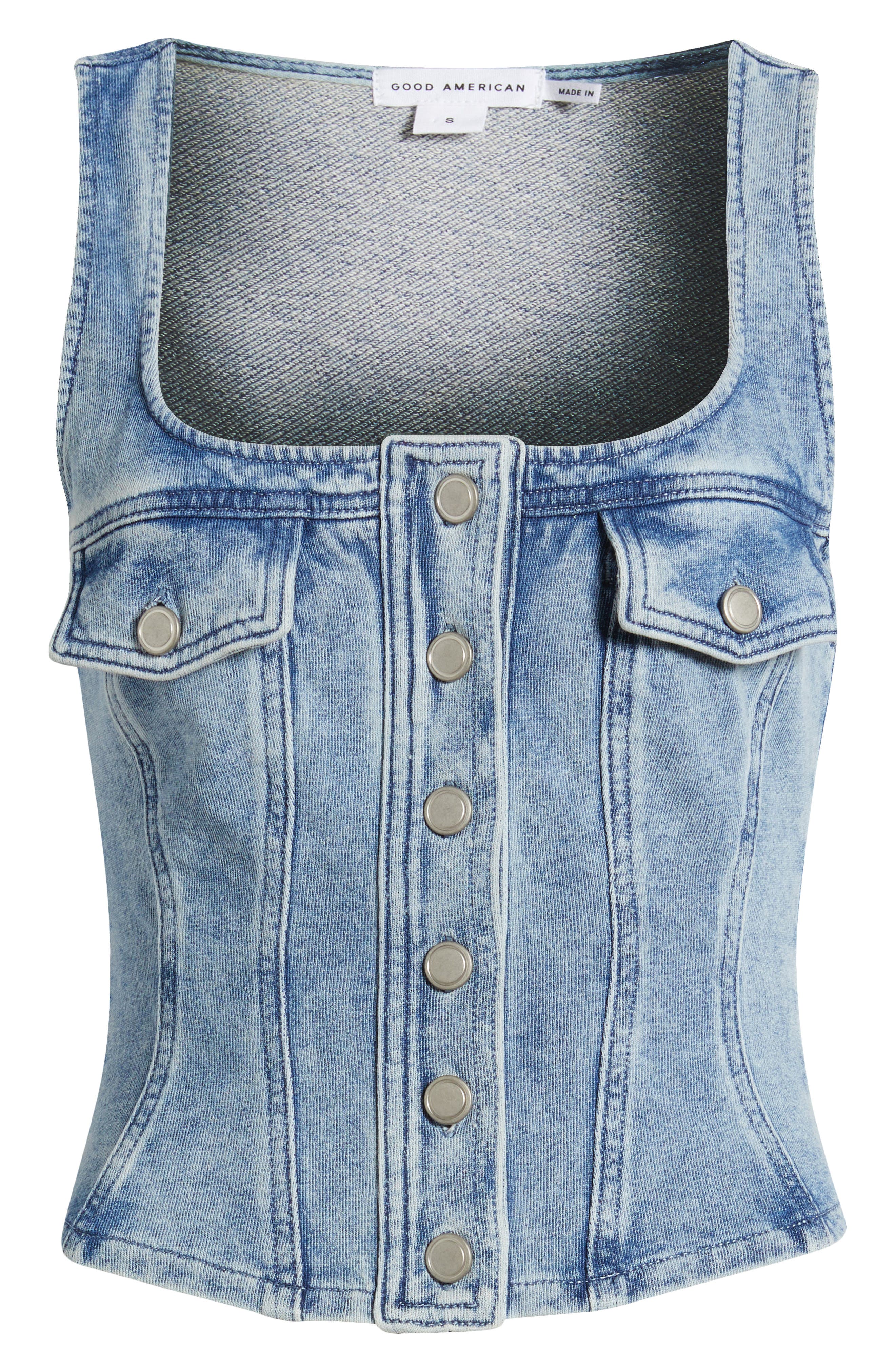 Good American Jeanus Button Front Crop Corset Top | Nordstrom