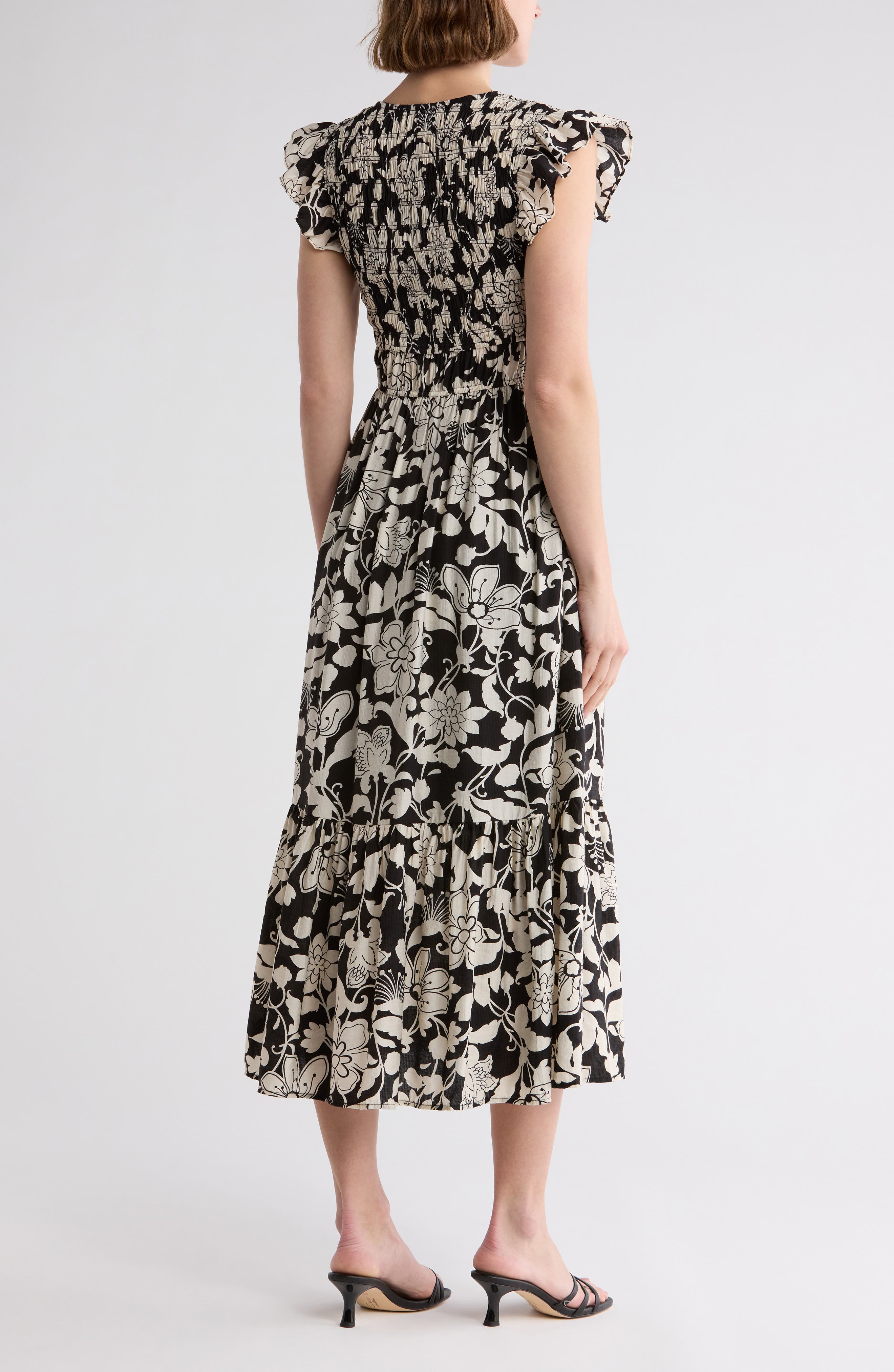 AUGUST SKY Floral Cap Sleeve Dress | Nordstromrack