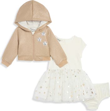 Pippa & Julie Jessica Quilted Hoodie, T-Shirt Dress & Bloomers Set ...