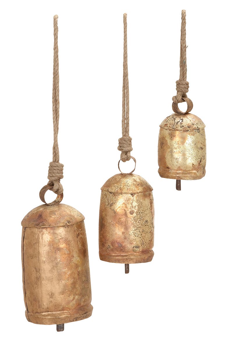 Goldtone Metal Meditation Decorative Cow Bell with Jute Hanging Rope ...