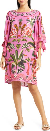 FARM Rio Leopard Forest Metallic Stripe Cover-Up Dress | Nordstrom