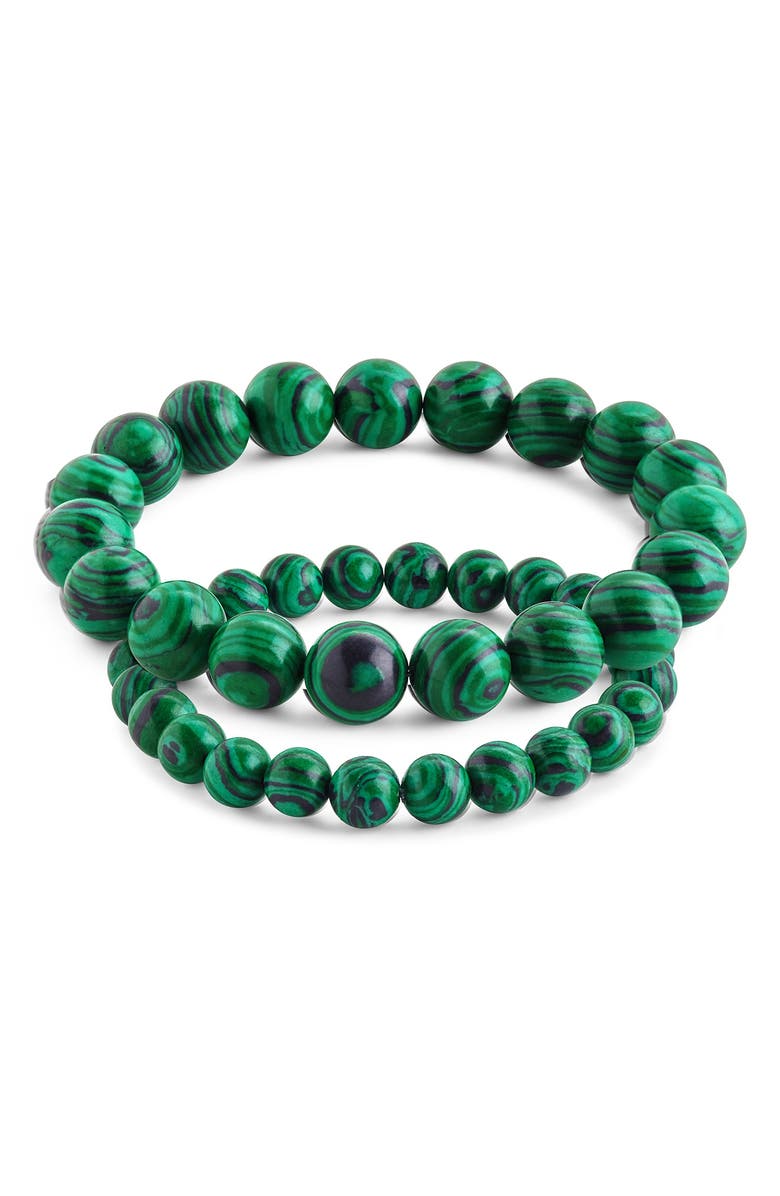 Sterling Forever Set of 2 Malachite Stone Beaded Bracelets | Nordstromrack