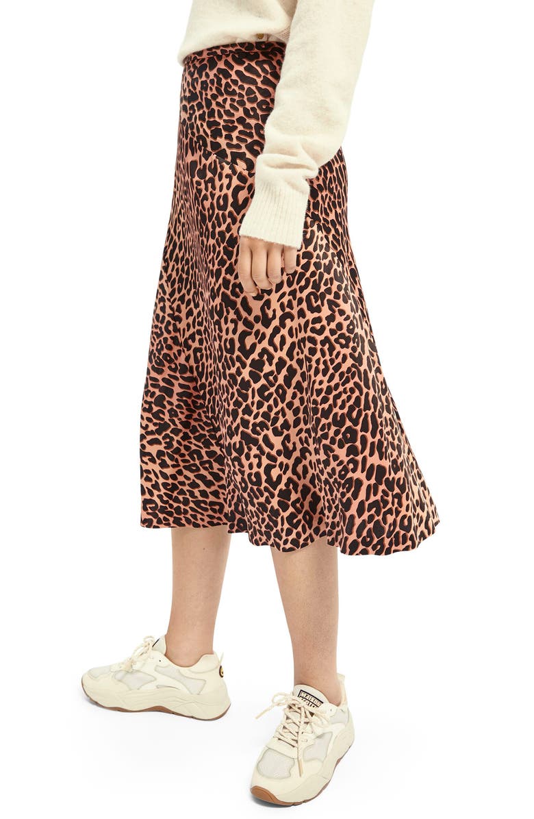 Scotch & Soda Leopard Print Satin Bias Skirt | Nordstromrack