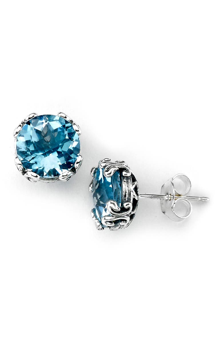 SAMUEL B. Sterling Silver Round Blue Topaz Stud Earrings | Nordstromrack