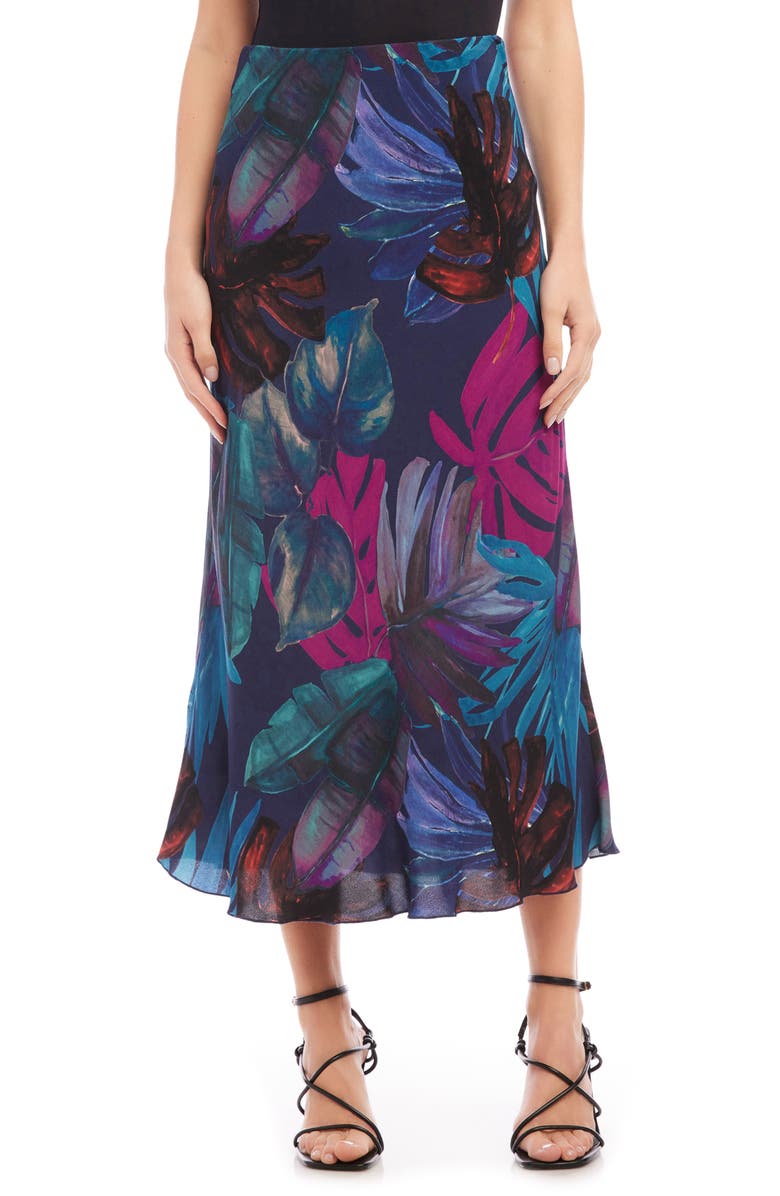 Karen Kane Palm Print Bias Cut Midi Skirt | Nordstromrack
