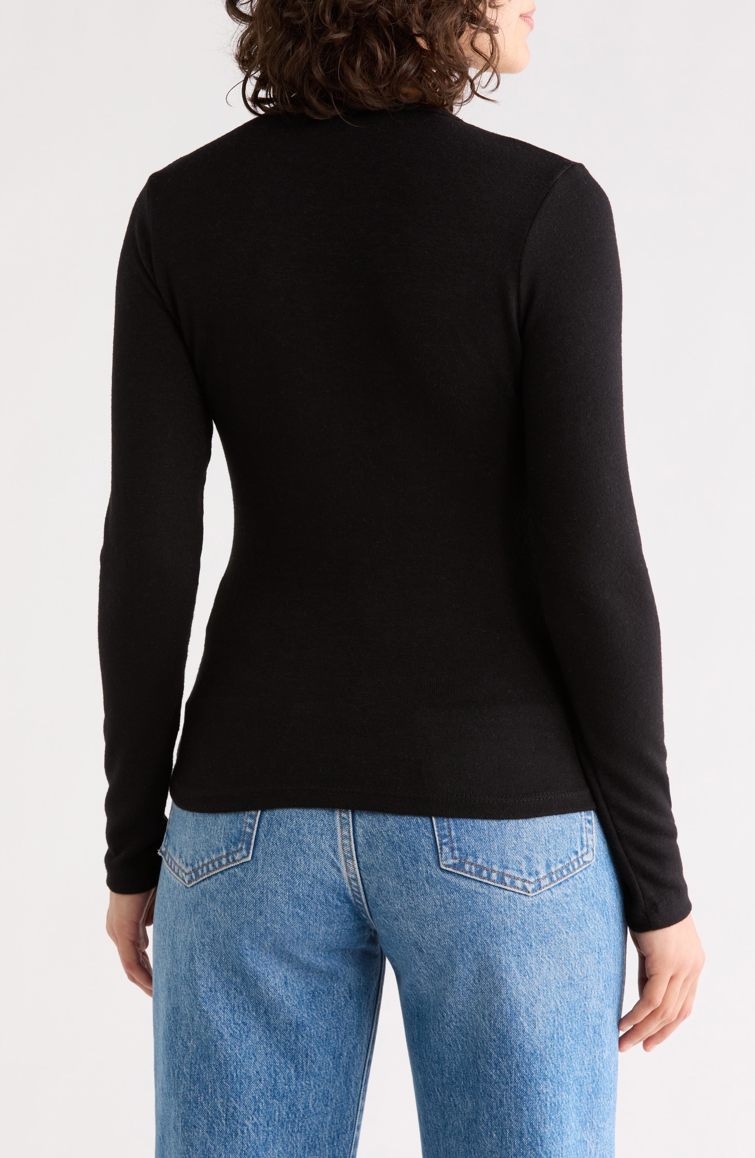 Renee C V-Neck Long Sleeve Crop Henley Top | Nordstromrack
