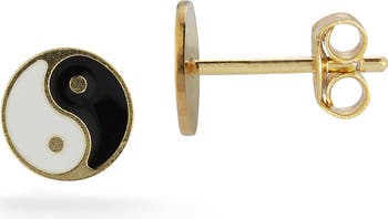 Ember Fine Jewelry Italian 14K Yellow Gold Enamel Yin & Yang Stud ...
