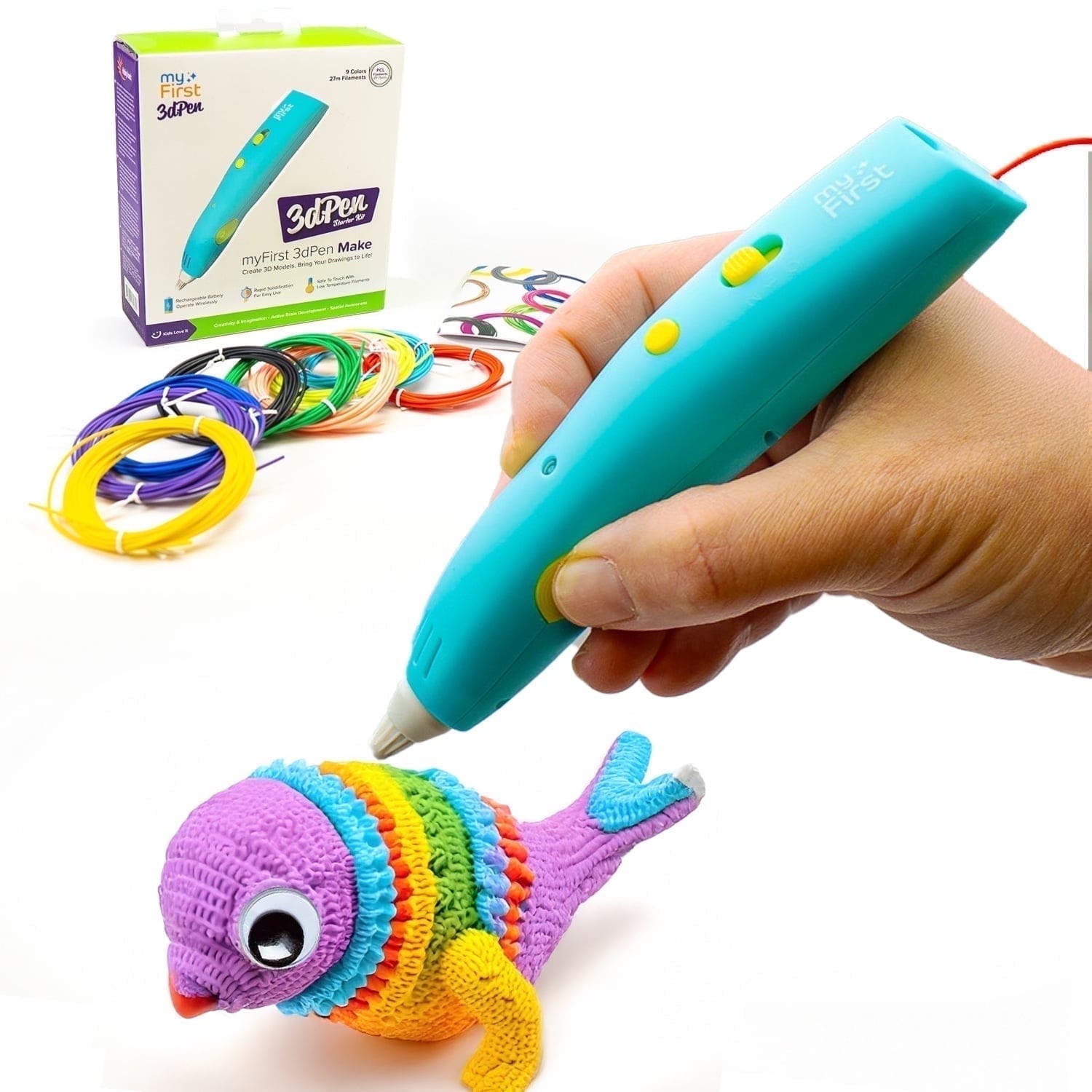 myFirst 3D Pen Make - 3D Pen for Kids with 6 PCL Filaments, Stencil ...
