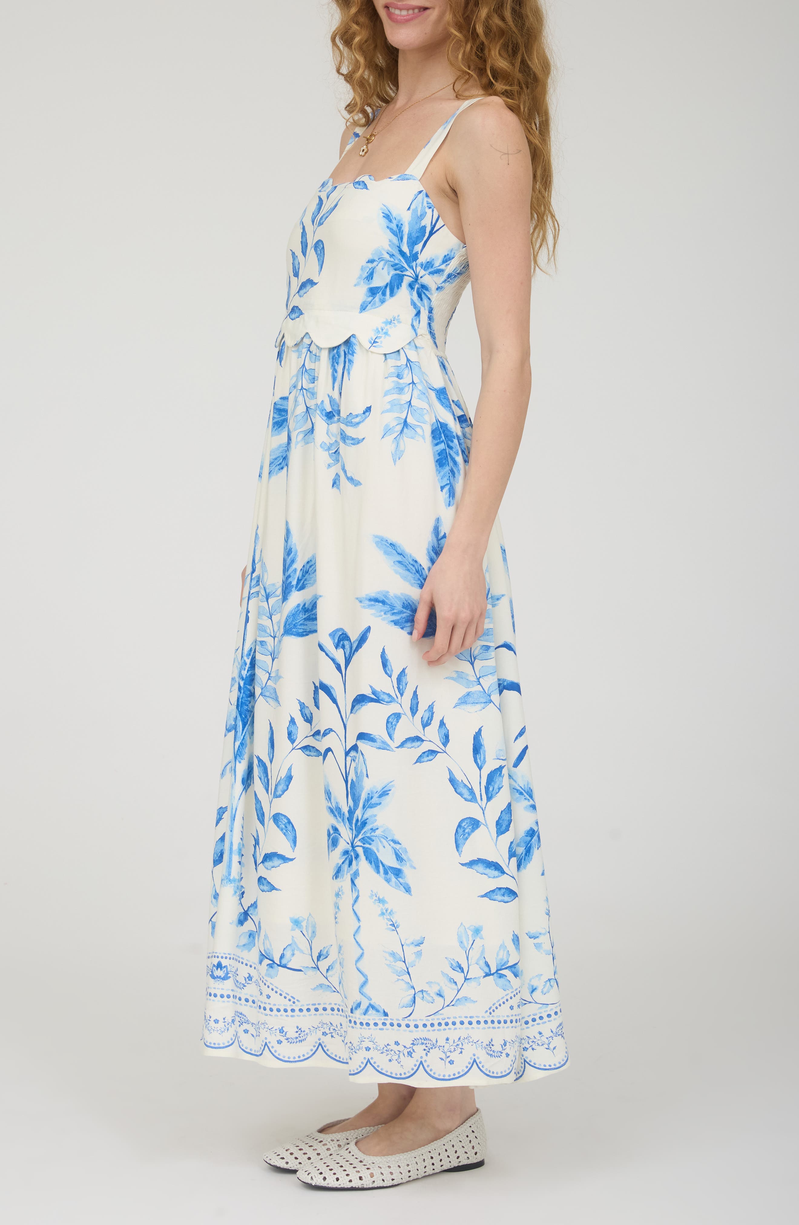Scallop Trim Midi Dress (Women) | Nordstromrack