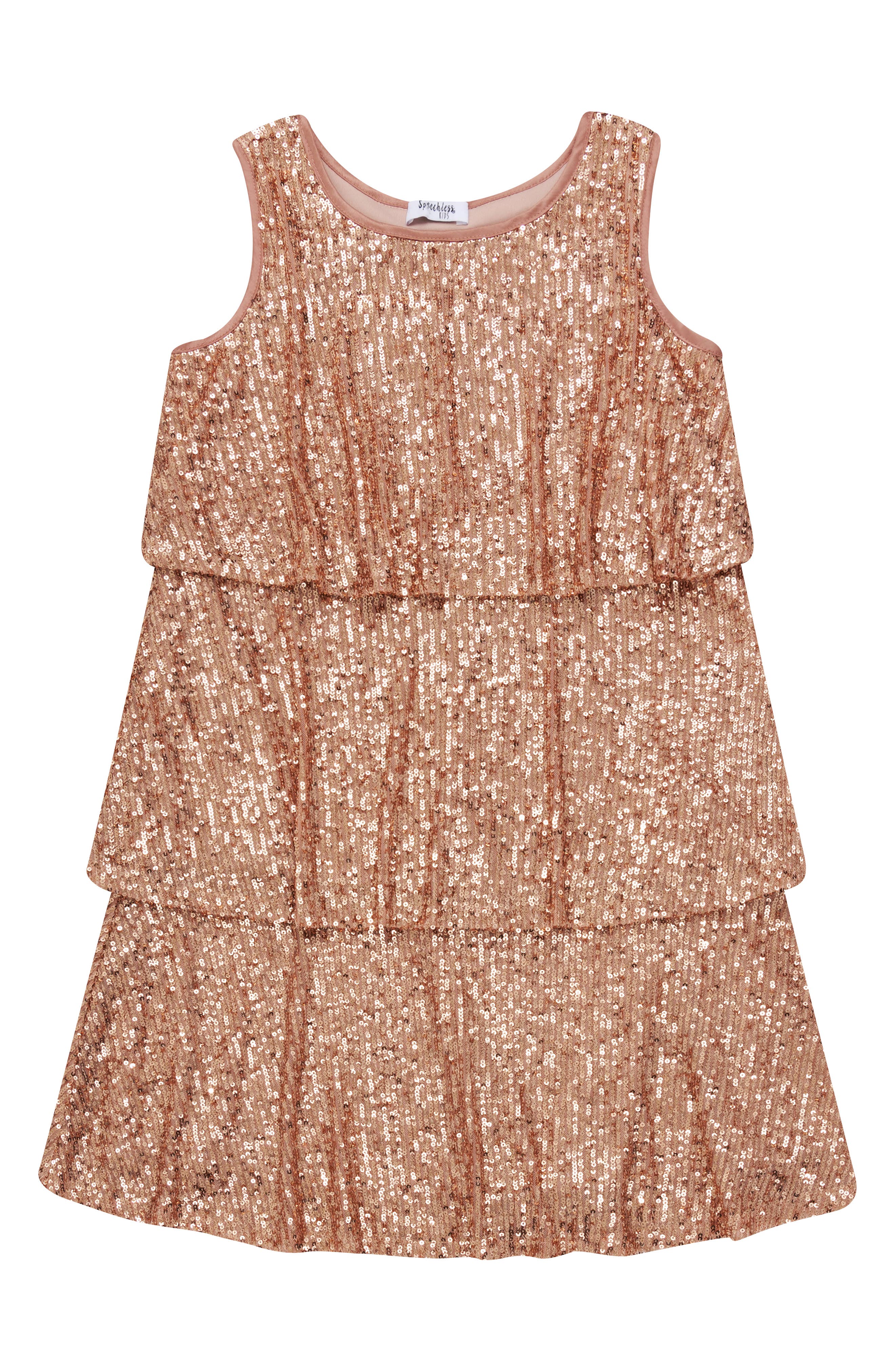 Speechless Kids' Scoop Neck Sleeveless Tiered Sequin Dress | Nordstromrack