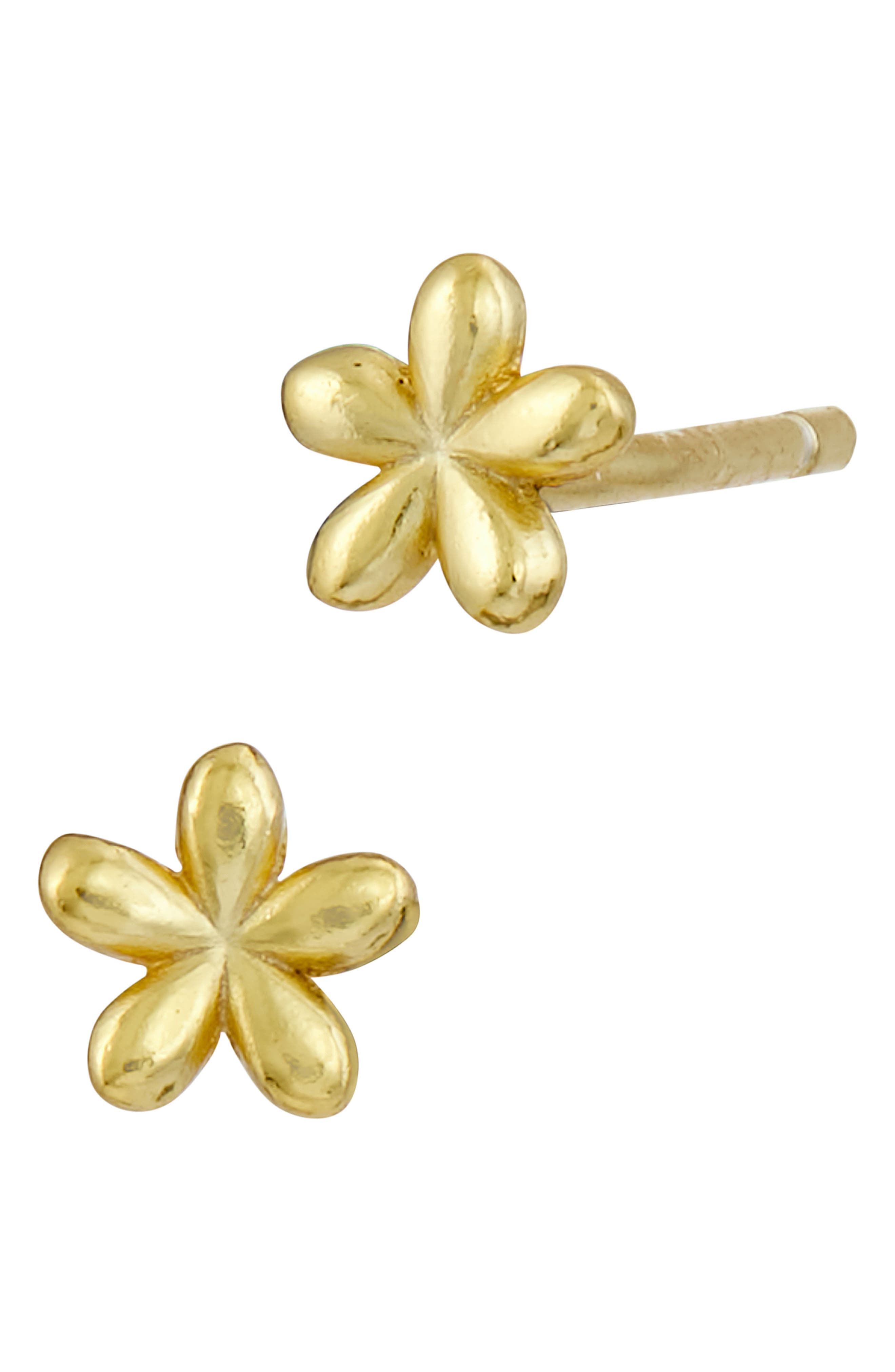SAVVY CIE JEWELS 18K Gold Plate Sterling Silver Mini Flower Stud ...