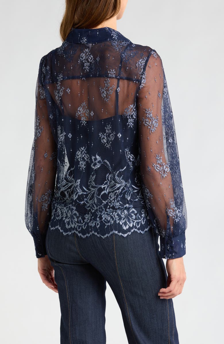 Cinq à Sept Kandice Metallic Floral Lace Button-Up Shirt | Nordstromrack