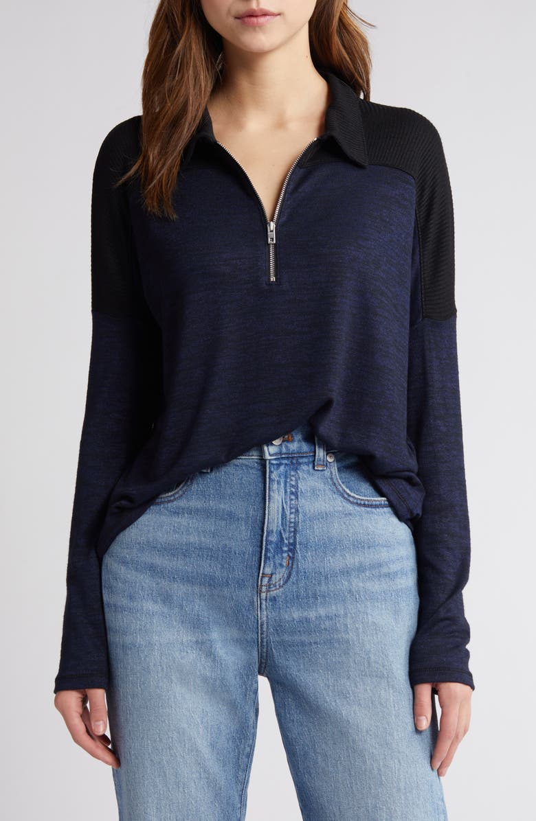 rag & bone The Long Sleeve Knit Zip Polo | Nordstromrack