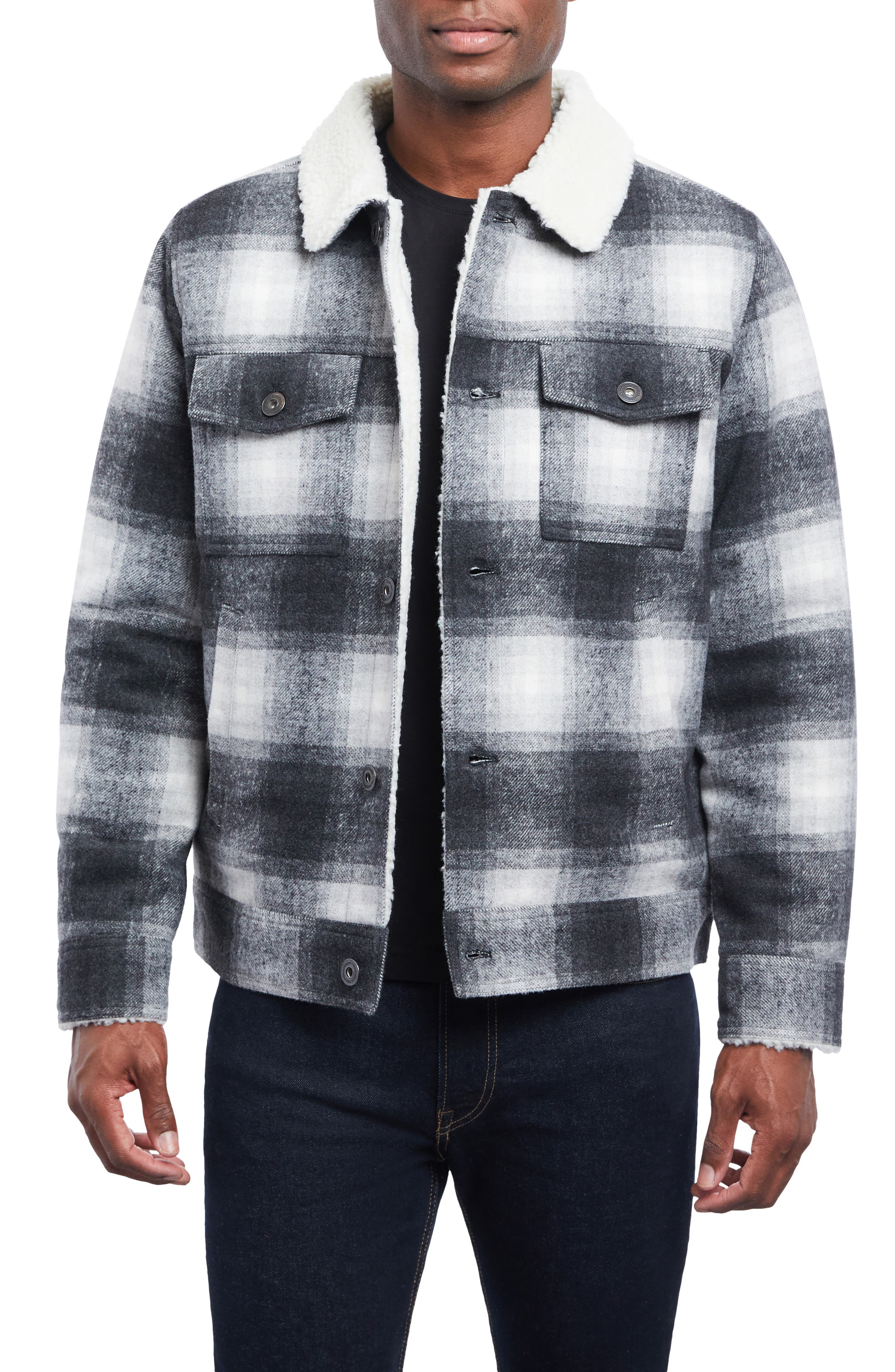 Lucky Brand Thanos Wool Buffalo Plaid Faux Shearling Jacket | Nordstromrack