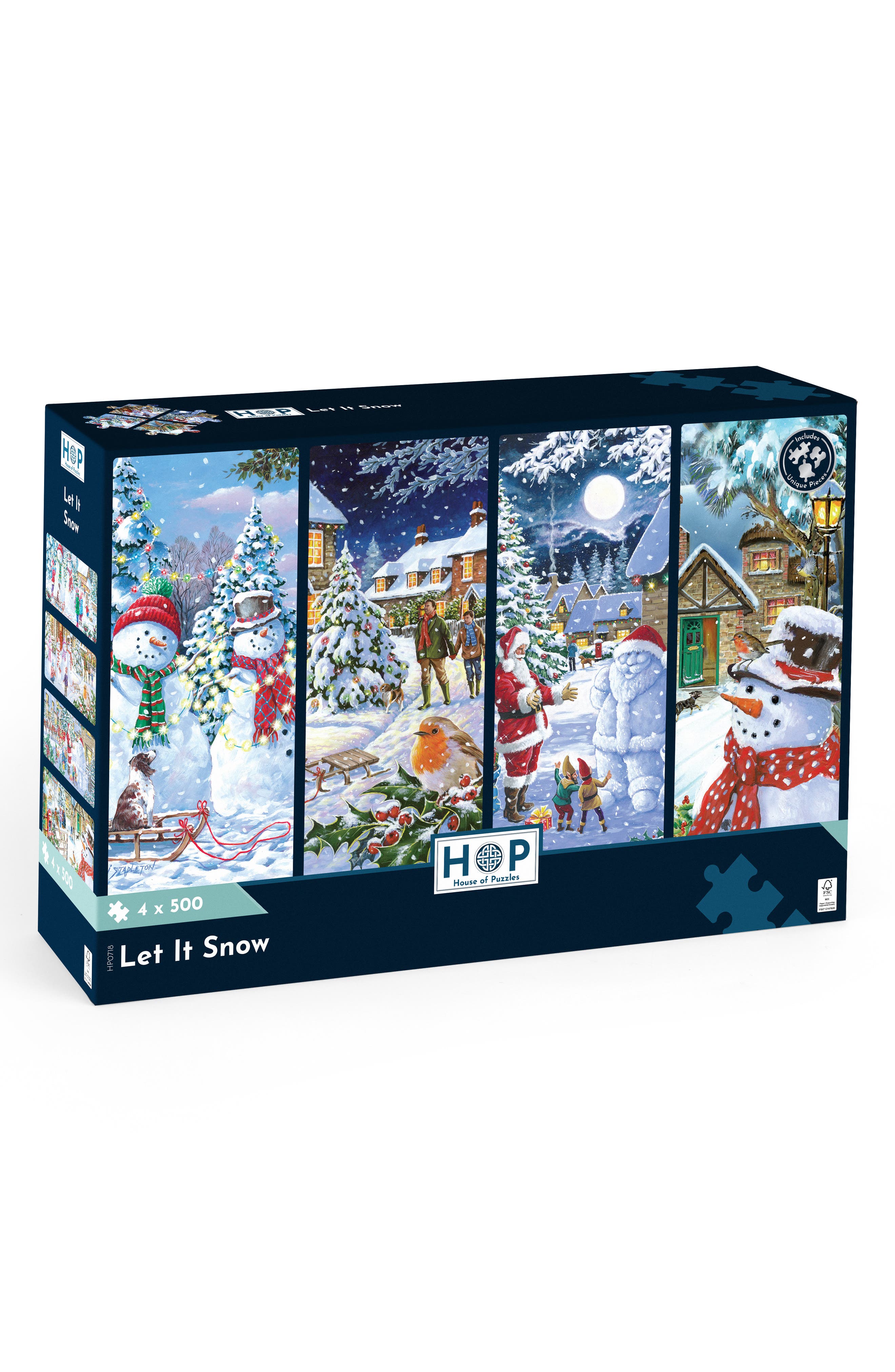 The House of Puzzles Let it Snow Assorted 4-Pack 500-Piece Jigsaw ...