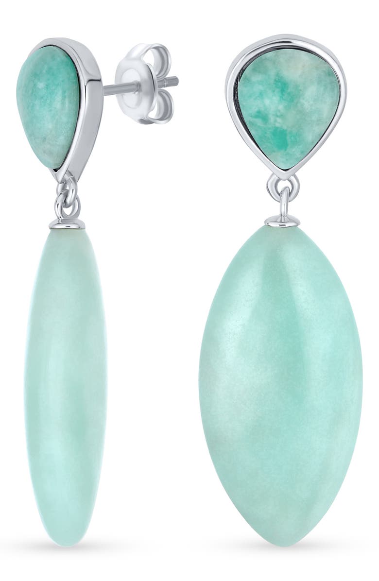 BLING JEWELRY Geometric Rose Quartz Teardrop Earrings | Nordstromrack