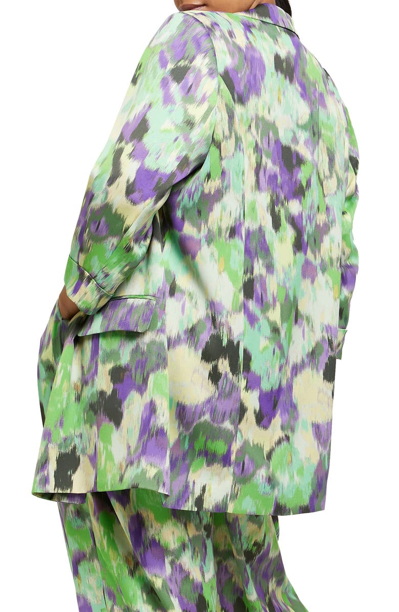 River Island Blur Floral Print Ruched Sleeve Blazer | Nordstromrack