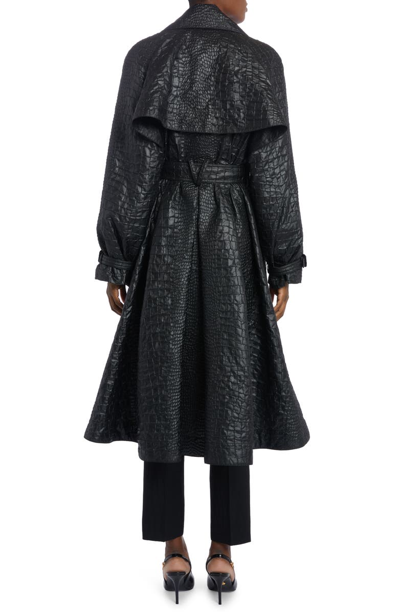 Versace Croc Textured Lacquered A-Line Trench Coat | Nordstromrack