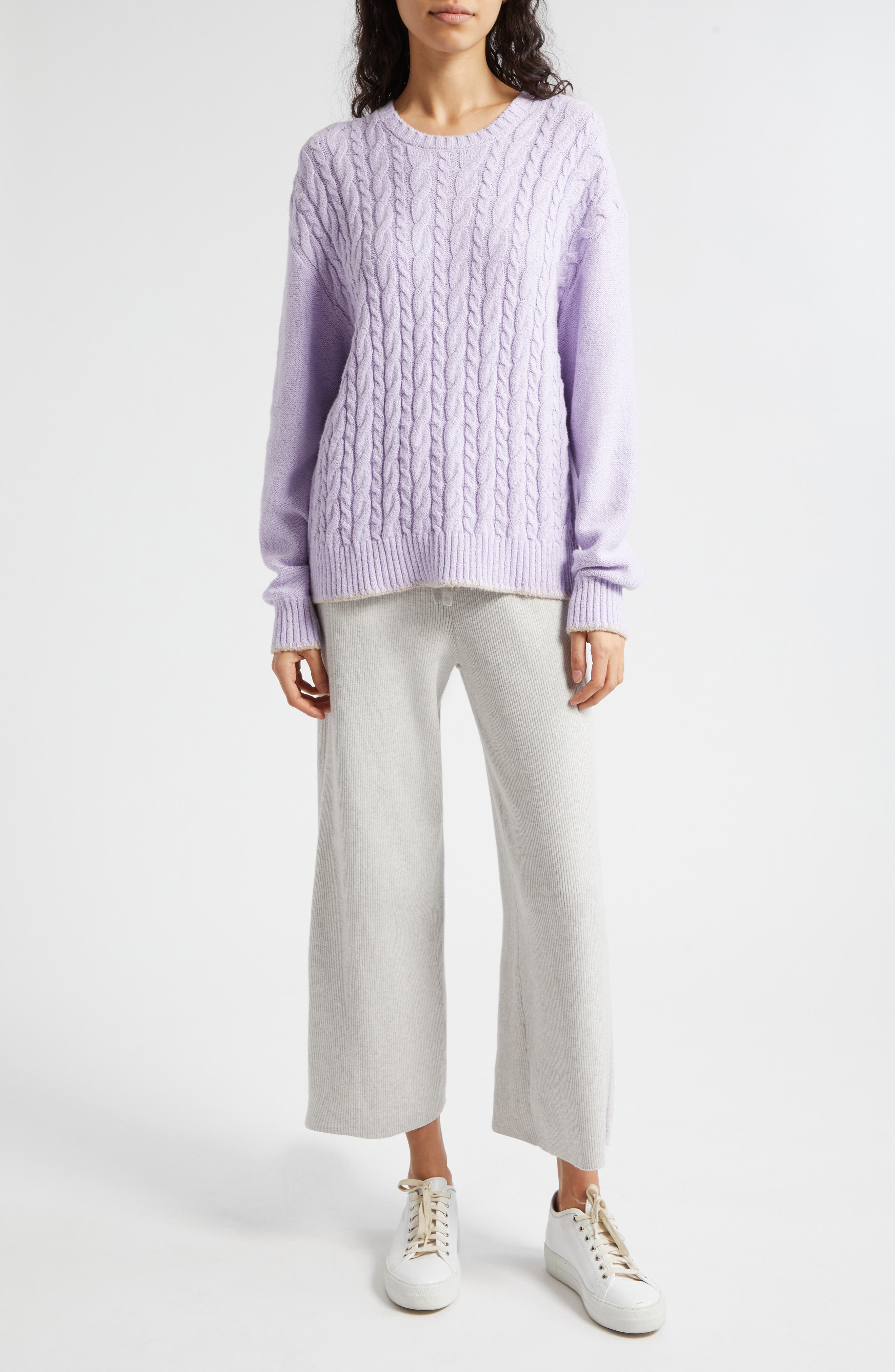 ATM Anthony Thomas Melillo Cotton & Cashmere Rib Wide Leg Pants | Nordstrom