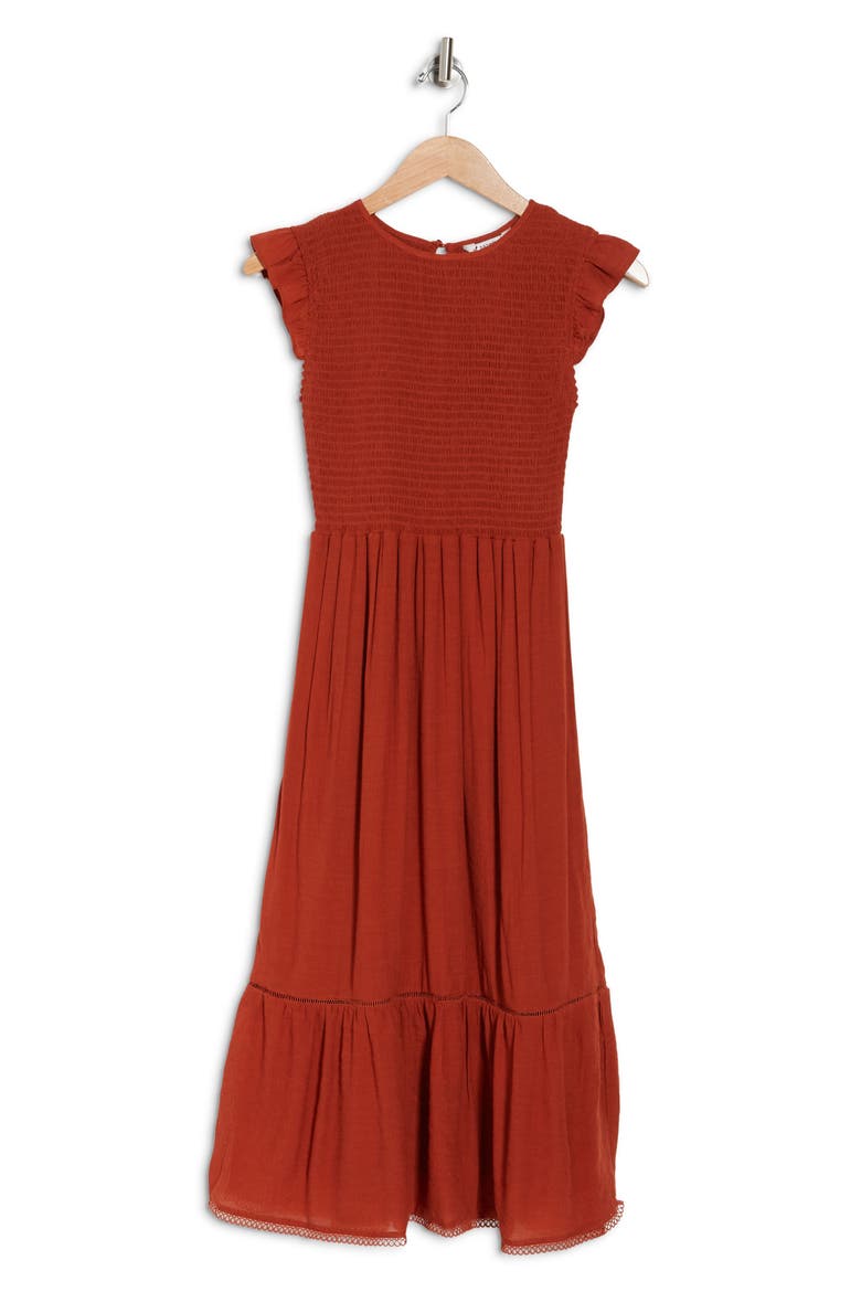 NANETTE NANETTE LEPORE Smocked Bodice Ruffle Sleeve Maxi Dress (Women ...