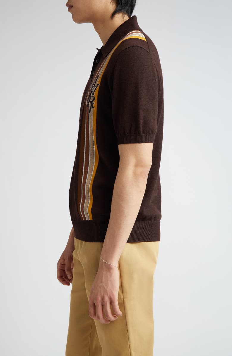 AMIRI Stacked Logo Stripe Wool & Cotton Polo Sweater | Nordstromrack