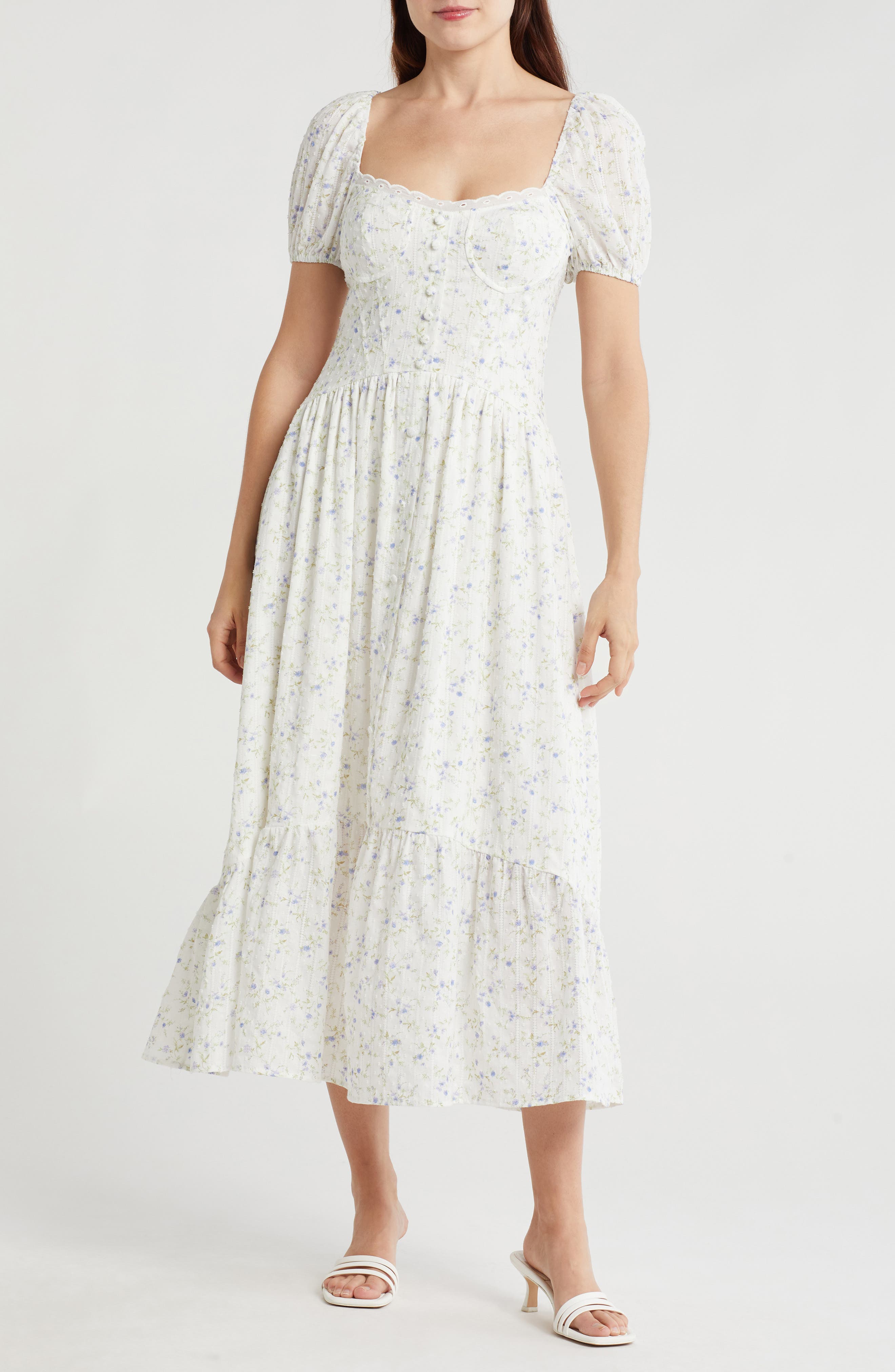 Blu Pepper Floral Sweetheart Short Sleeve A-Line Maxi Dress | Nordstromrack