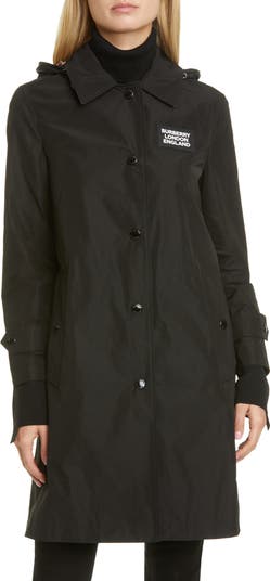 Burberry Oxclose Logo Patch Hooded Taffeta Coat | Nordstrom
