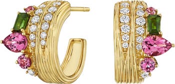 Hueb Amazonia Diamond, Garnet & Tourmaline Hoop Earrings | Nordstrom