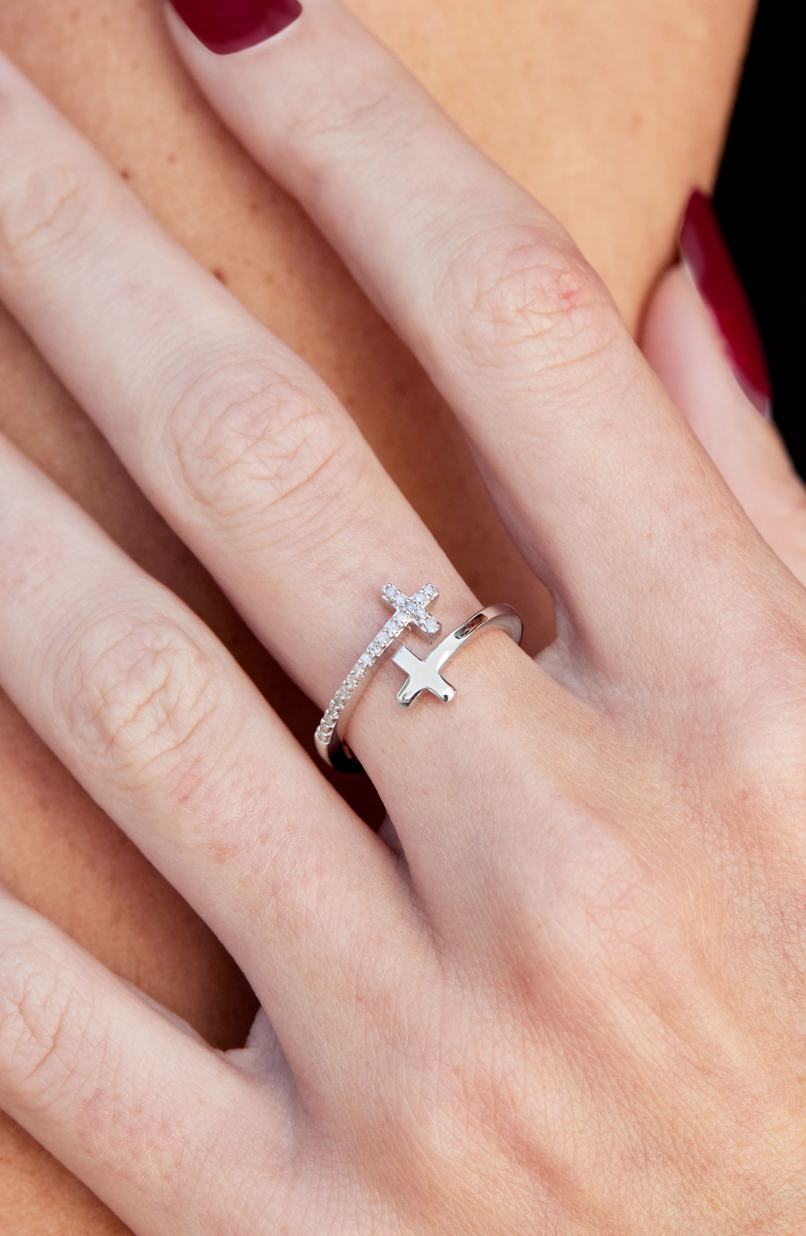 SAVVY CIE JEWELS Diamond Cross Ring | Nordstromrack