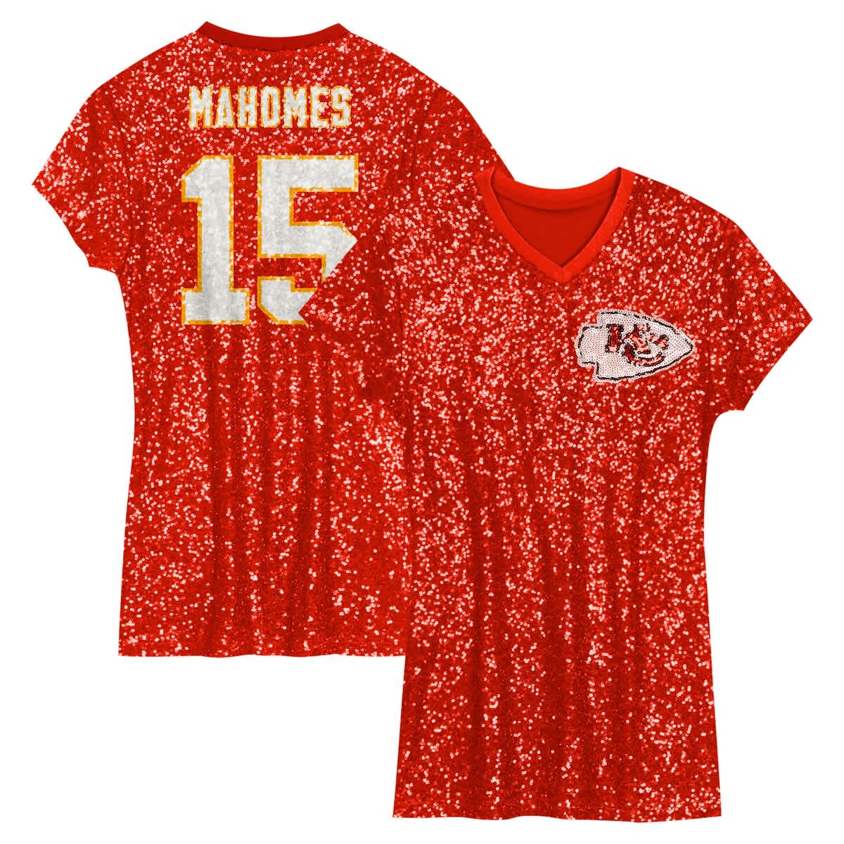 Outerstuff Girls Youth Patrick Mahomes Red Kansas City Chiefs Sequin ...