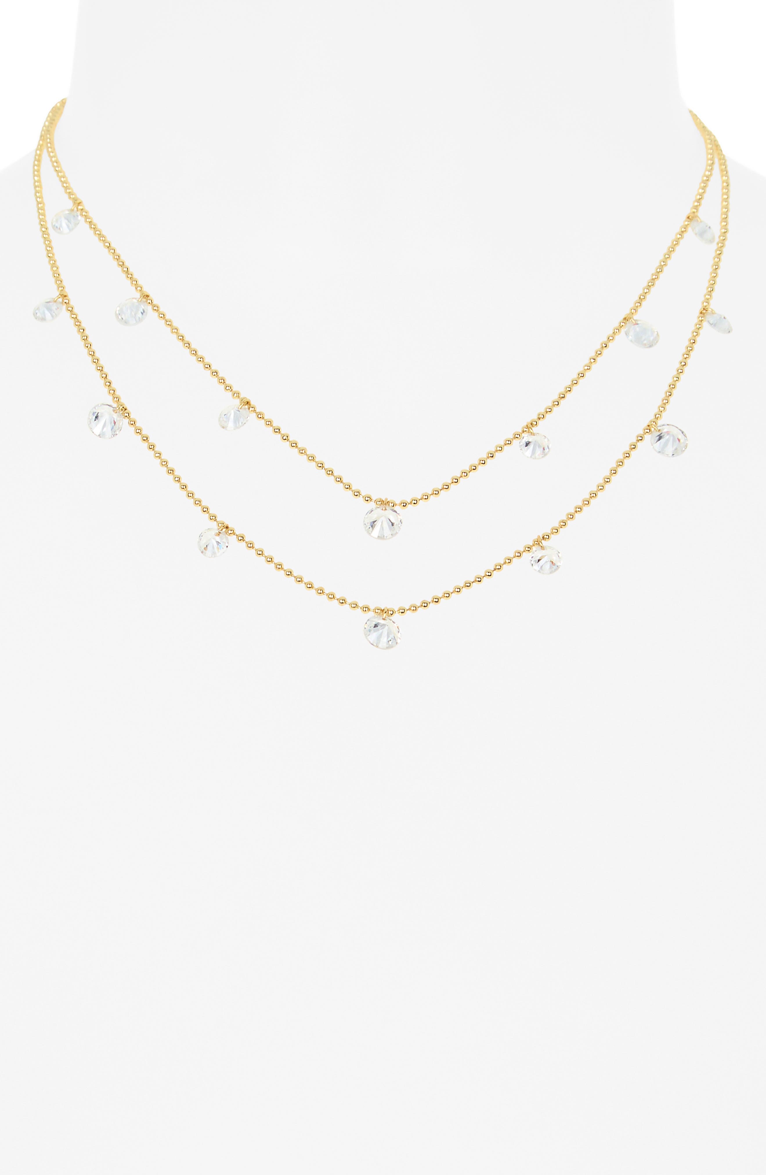 NORDSTROM RACK Set of 2 Floating Cubic Zirconia Ball Chain Necklaces ...