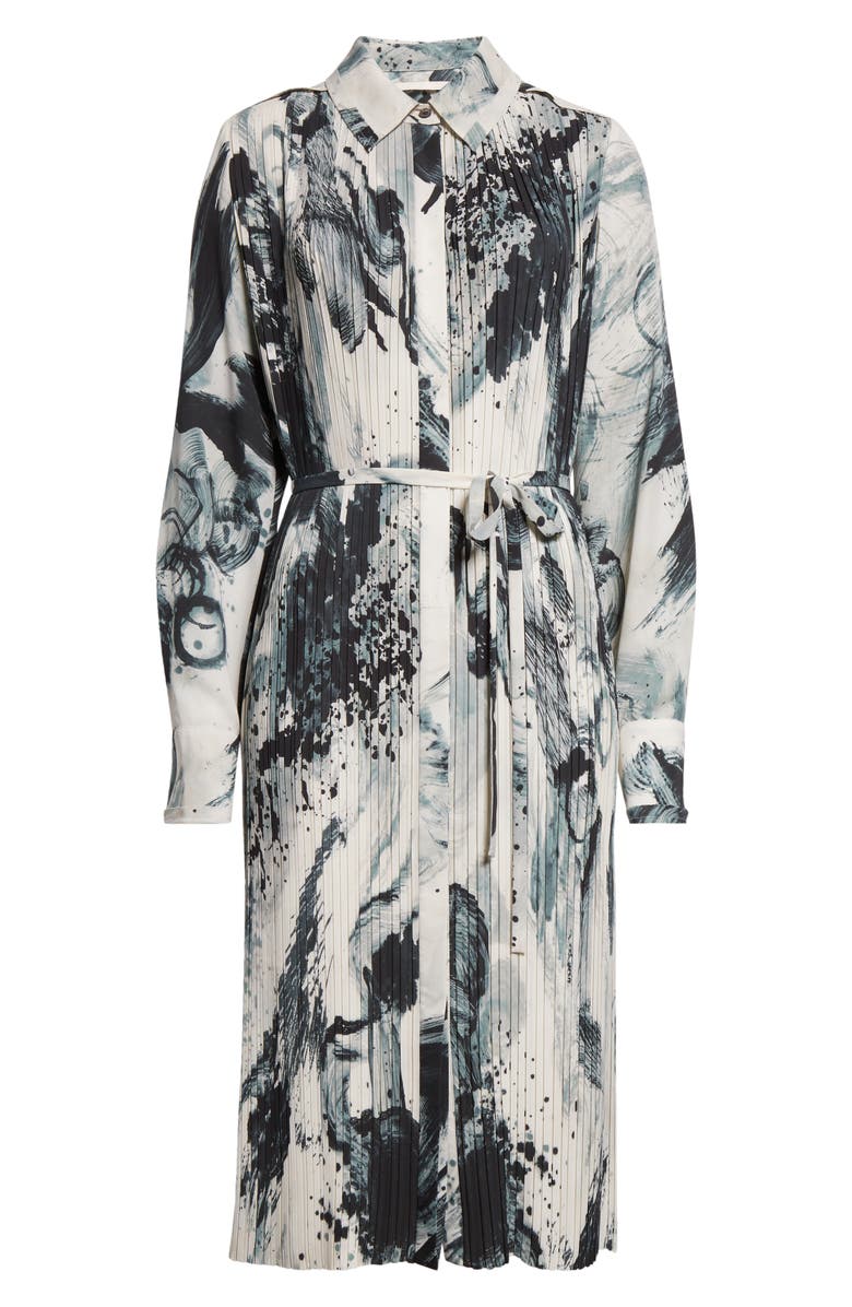 Jason Wu Collection Brushstroke Print Long Sleeve Pleated Georgette ...