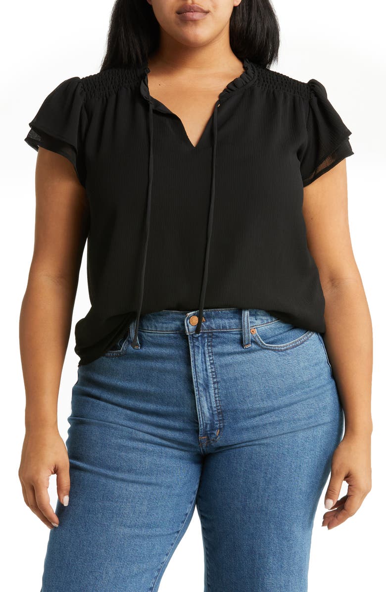 CeCe Smocked Shoulder Ruffle Sleeve Blouse | Nordstromrack