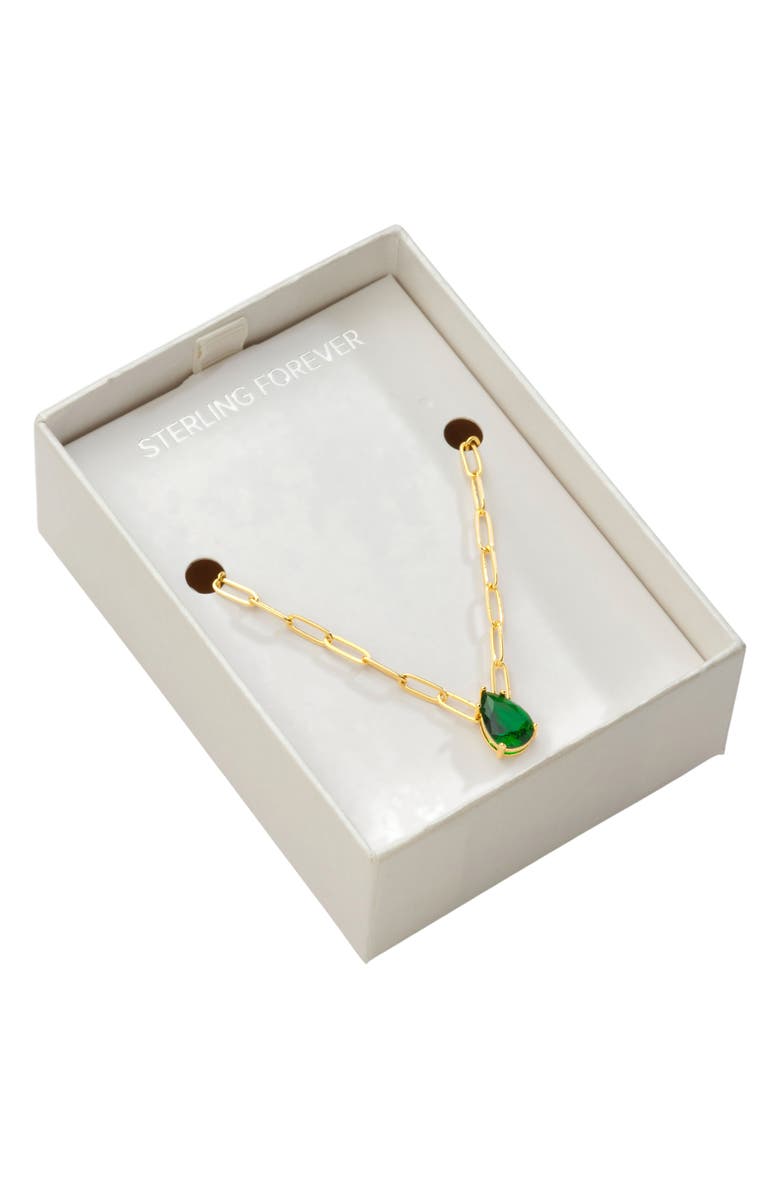 Sterling Forever 14K Yellow Gold Plated Pear-Cut CZ Pendant Necklace ...