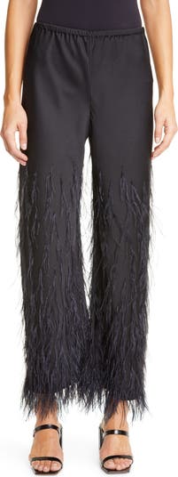 Cult Gaia Karis Feather Trim Pants | Nordstrom