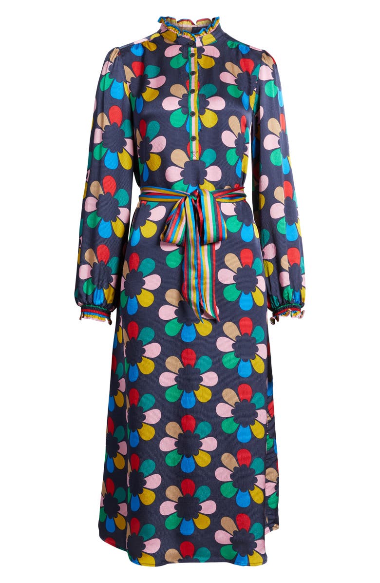 Boden Jasmine Tie Belt Long Sleeve Satin Midi Shirtdress | Nordstromrack