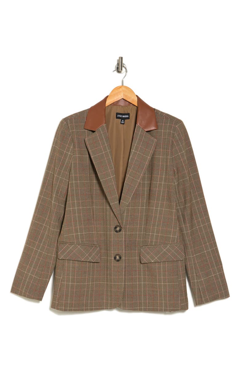 Steve Madden Oversize Faux Leather Trim Blazer | Nordstromrack