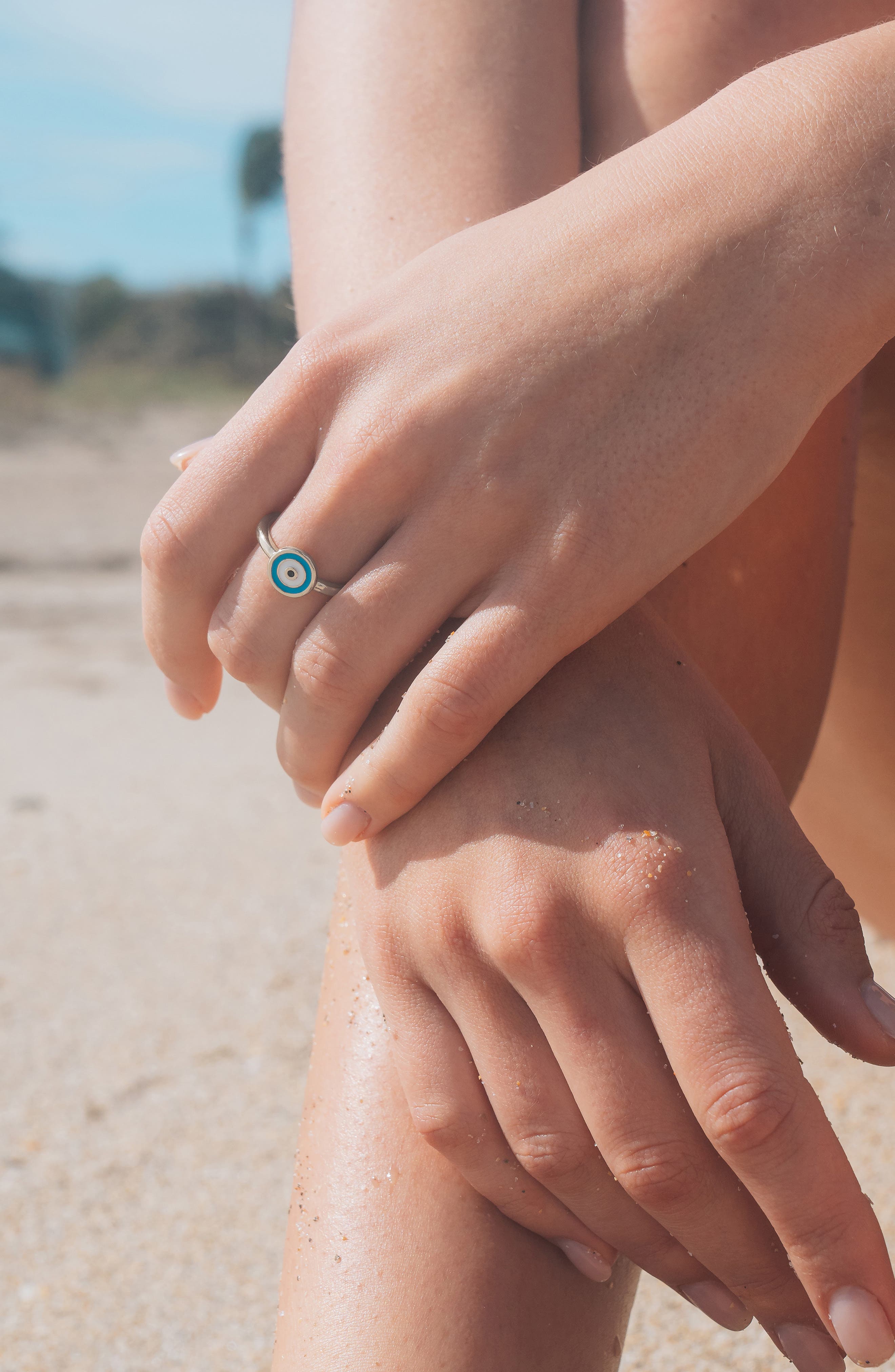 Sterling Forever Sibyl Enamel Evil Eye Ring | Nordstromrack
