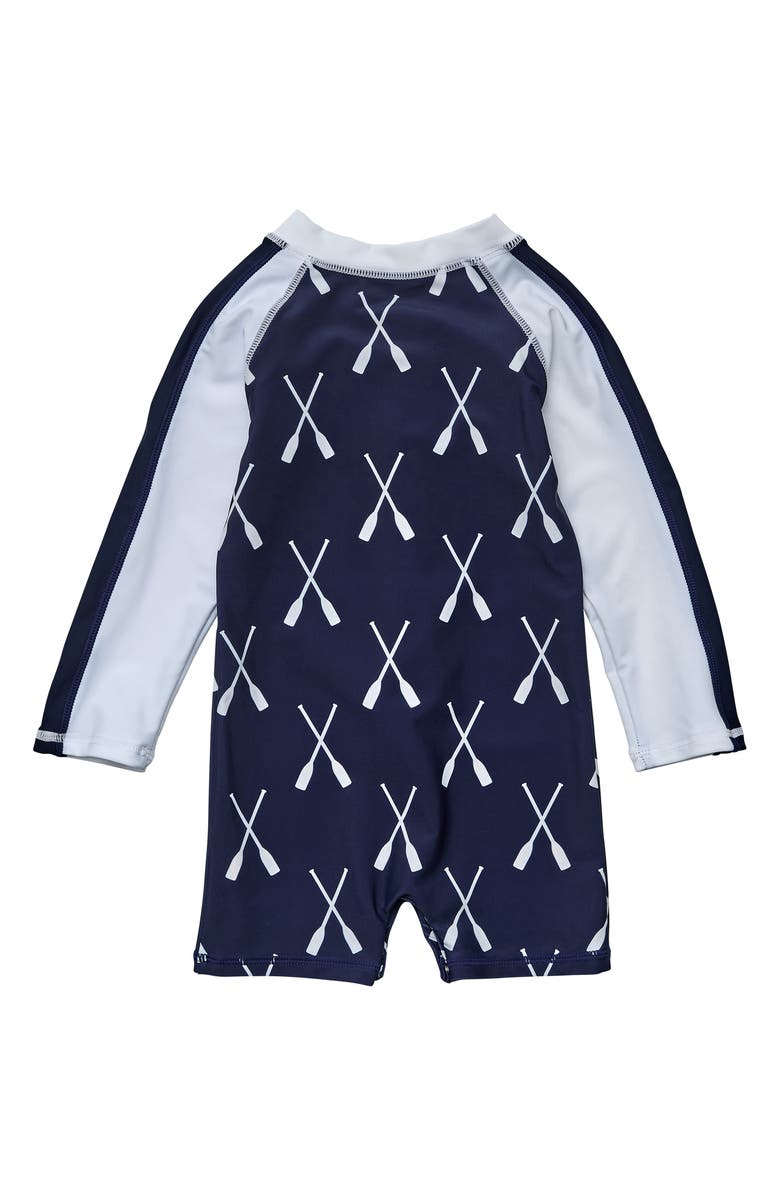 Snapper Rock Row Long Sleeve One-Piece Swimsuit & Flap Hat Set | Nordstrom