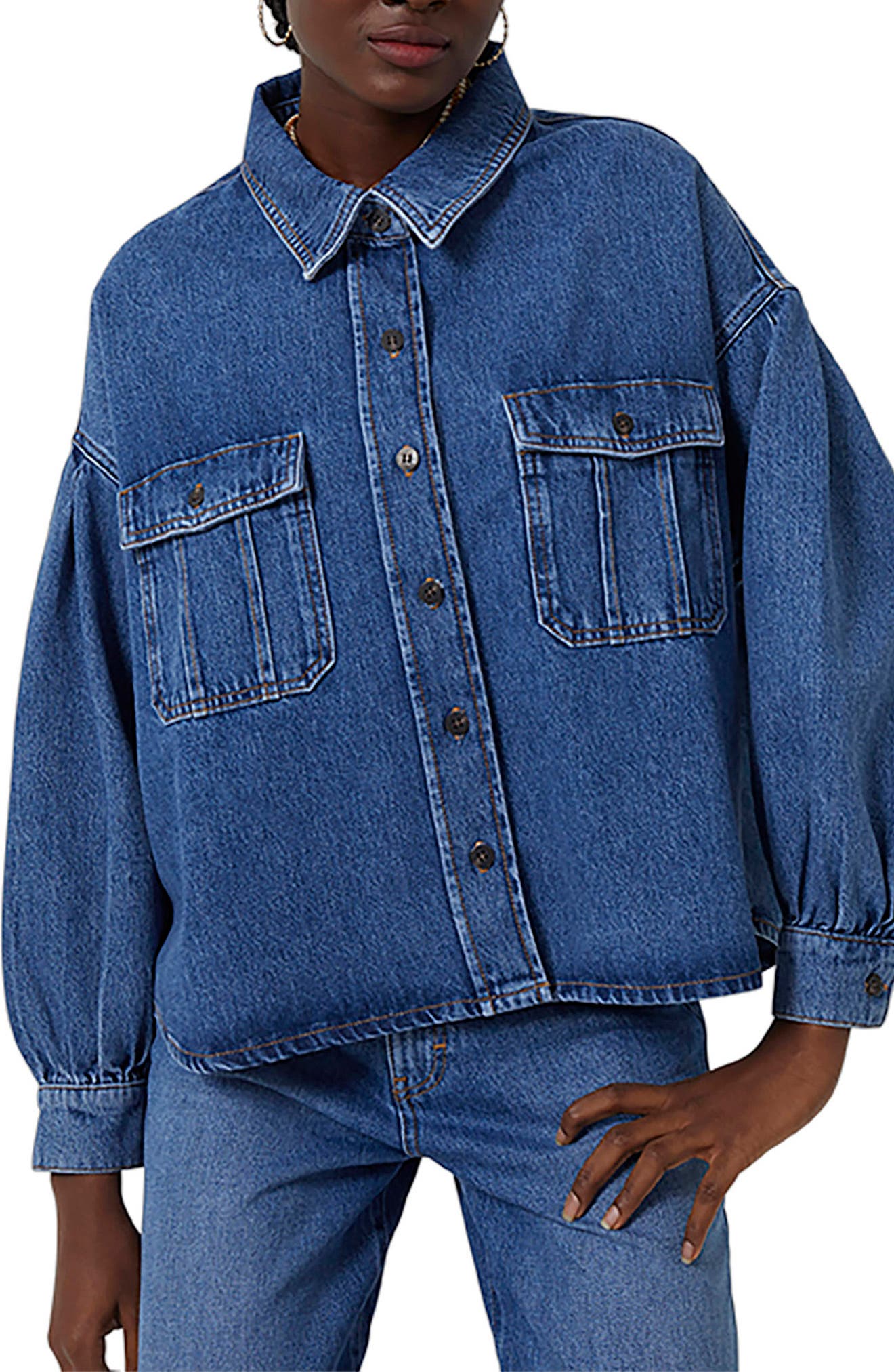 French Connection Penelope Puff Sleeve Denim Jacket | Nordstromrack