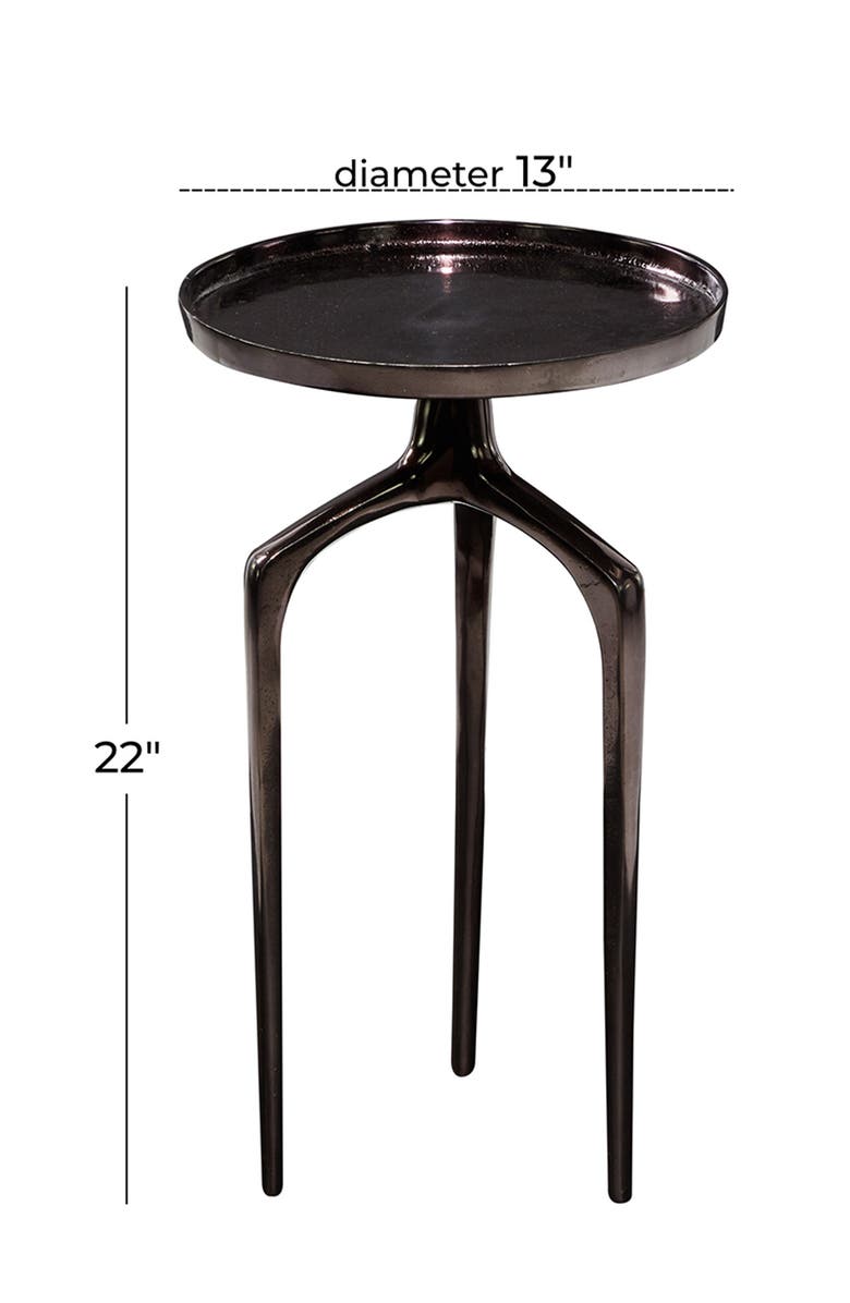 VIVIAN LUNE HOME Black Aluminum Contemporary Accent Table with 3 Tripod ...