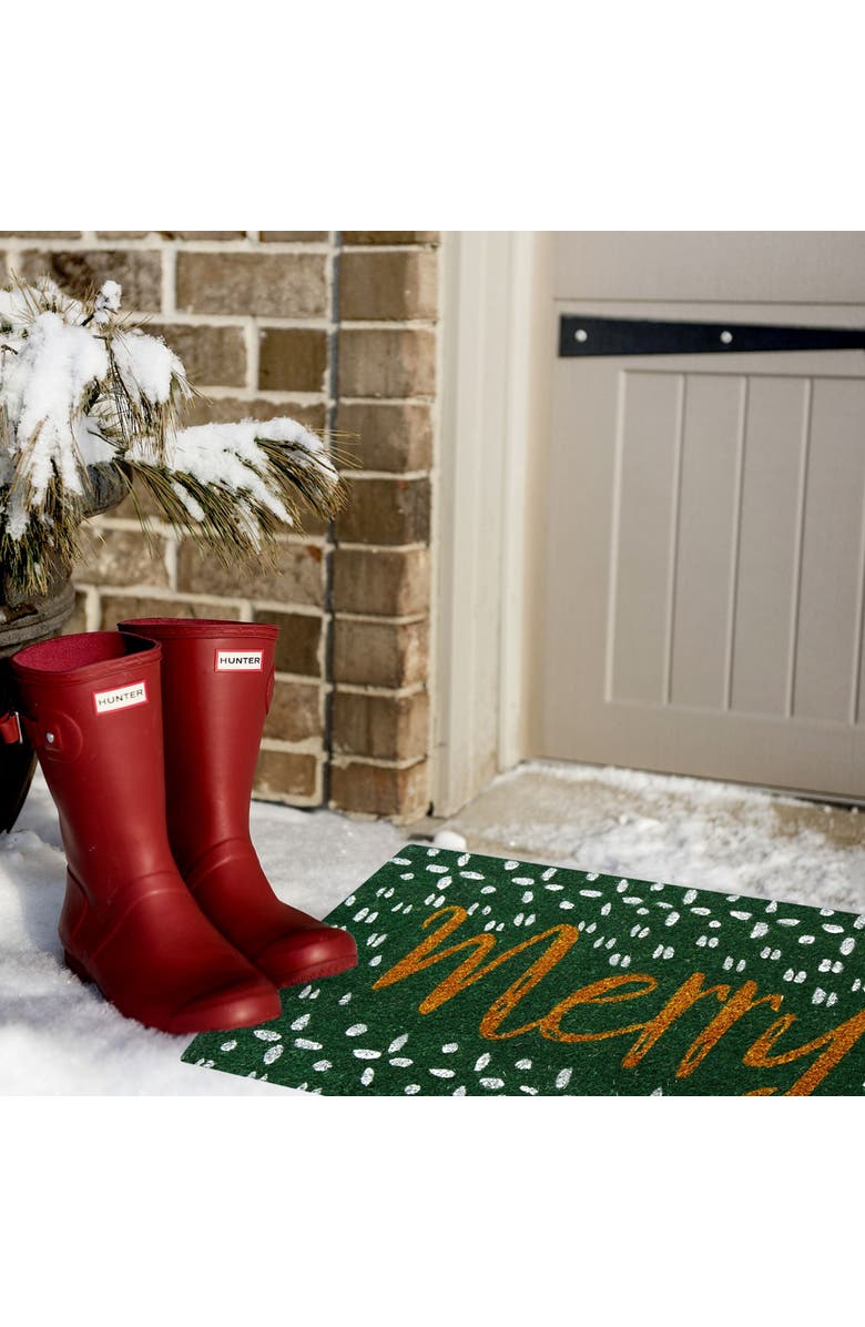 tag Merry Sentiment Christmas Holiday Coir Door Mat Green | Nordstrom