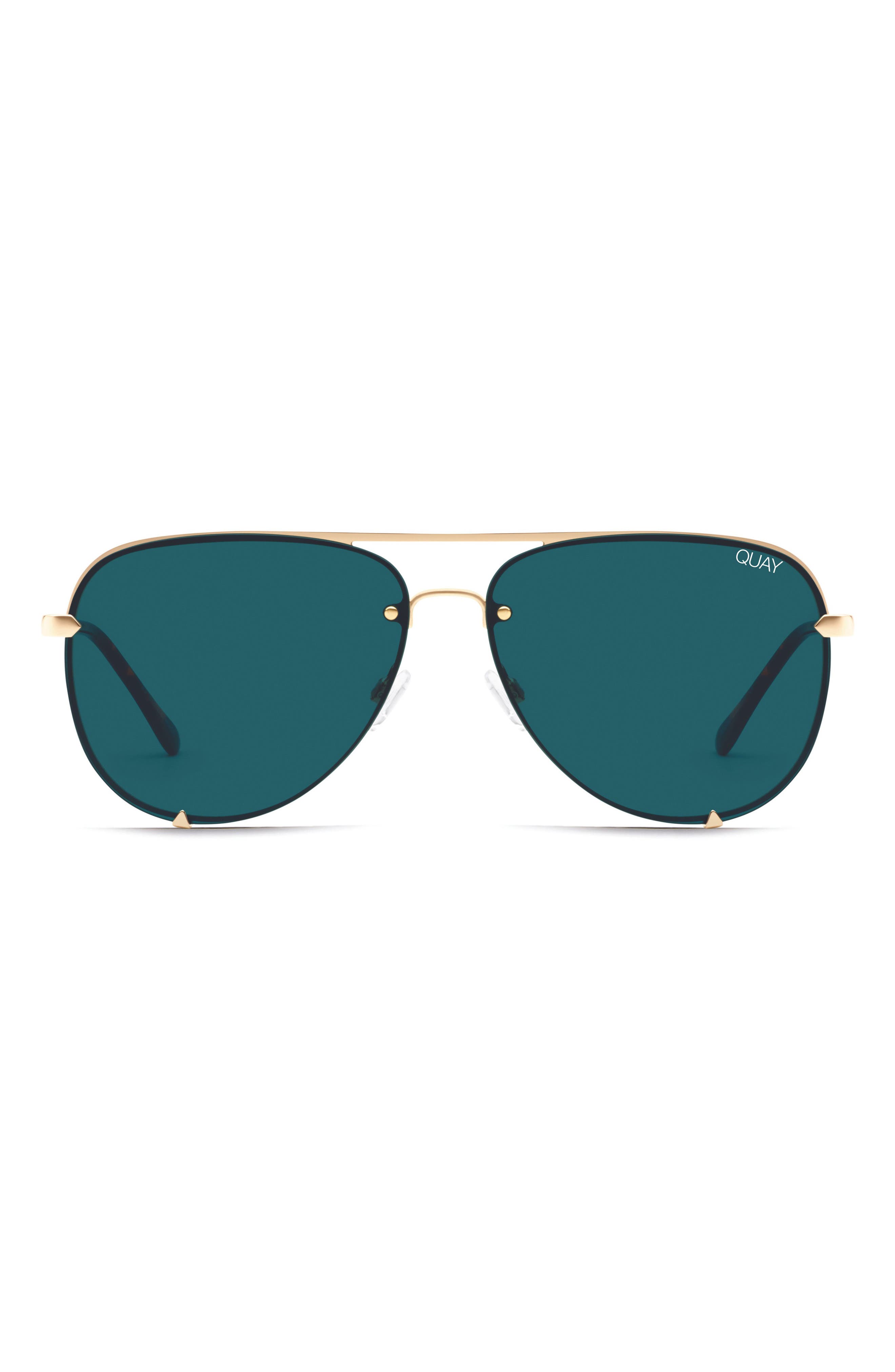 QUAY Australia High Key 65mm Oversize Rimless Aviator Sunglasses ...