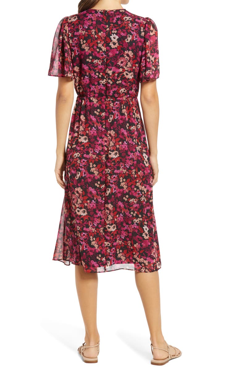 Julia Jordan Floral Flutter Sleeve Empire Waist Chiffon Dress ...
