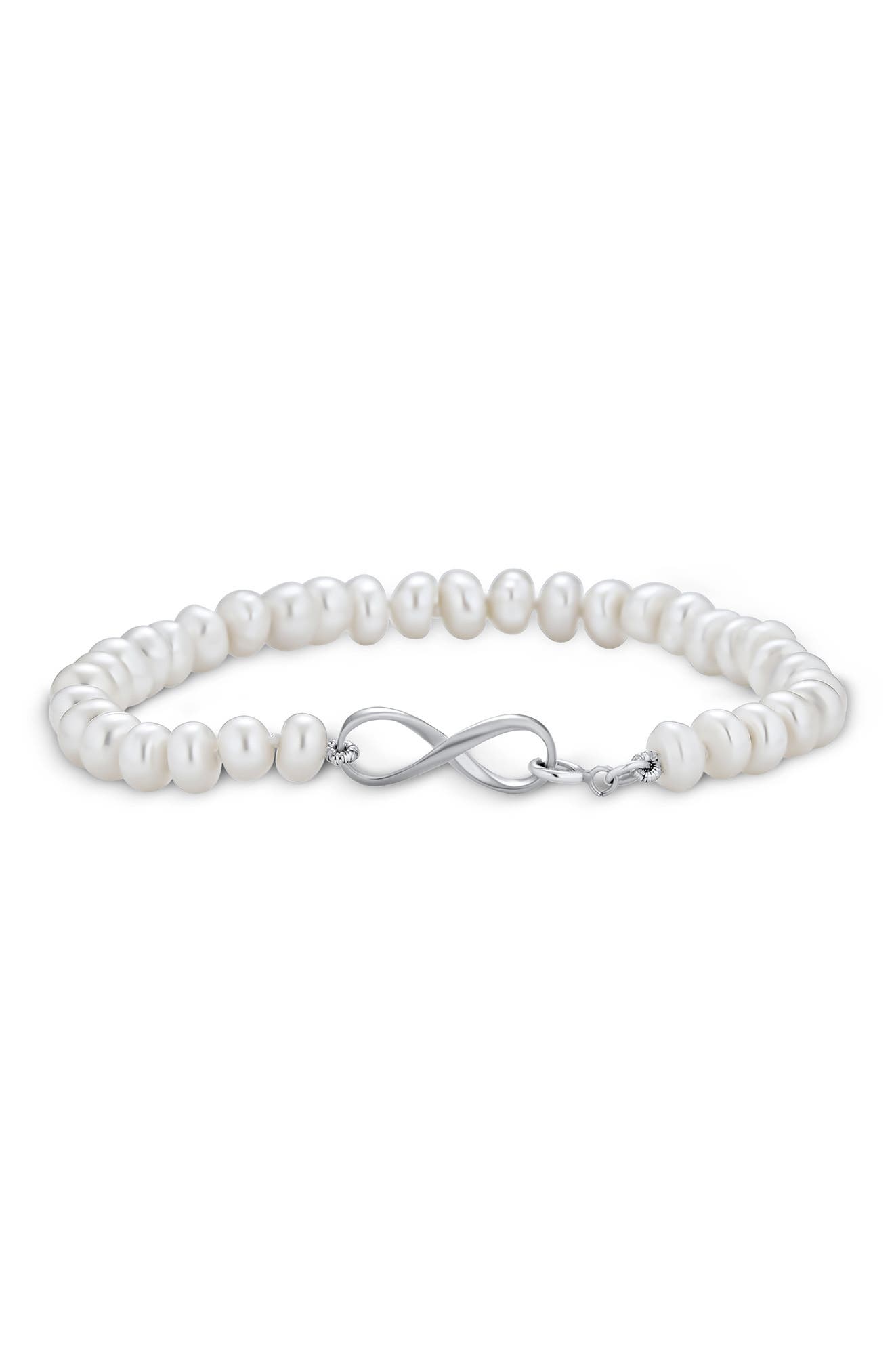 BLING JEWELRY Infinity Freshwater Pearl Bracelet | Nordstromrack
