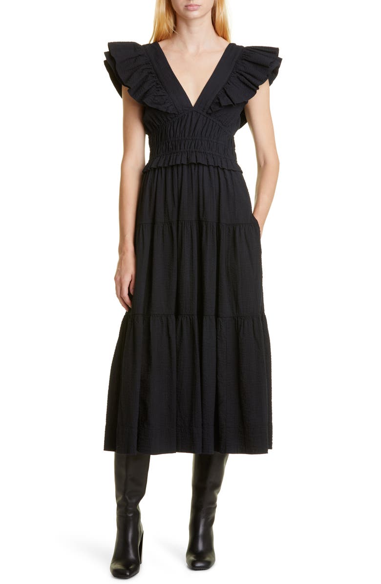 Sea Sevyn Tiered Seersucker Midi Dress | Nordstromrack