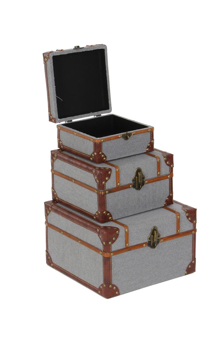 SONOMA SAGE HOME Contemporary 8", 10" and 12" Wood and Burlap Storage ...