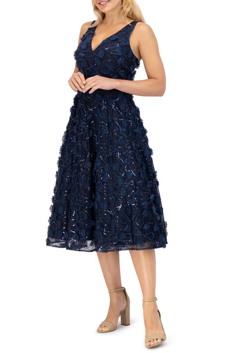 Eliza J Sequin Floral Appliqué Fit & Flare Cocktail Dress | Nordstromrack